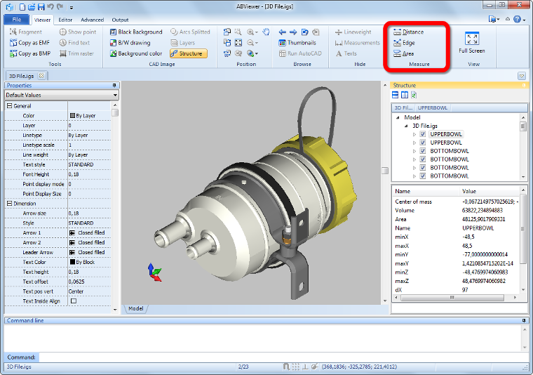 Measuring of 3D Models in STP, IGS, SAT, BREP Files